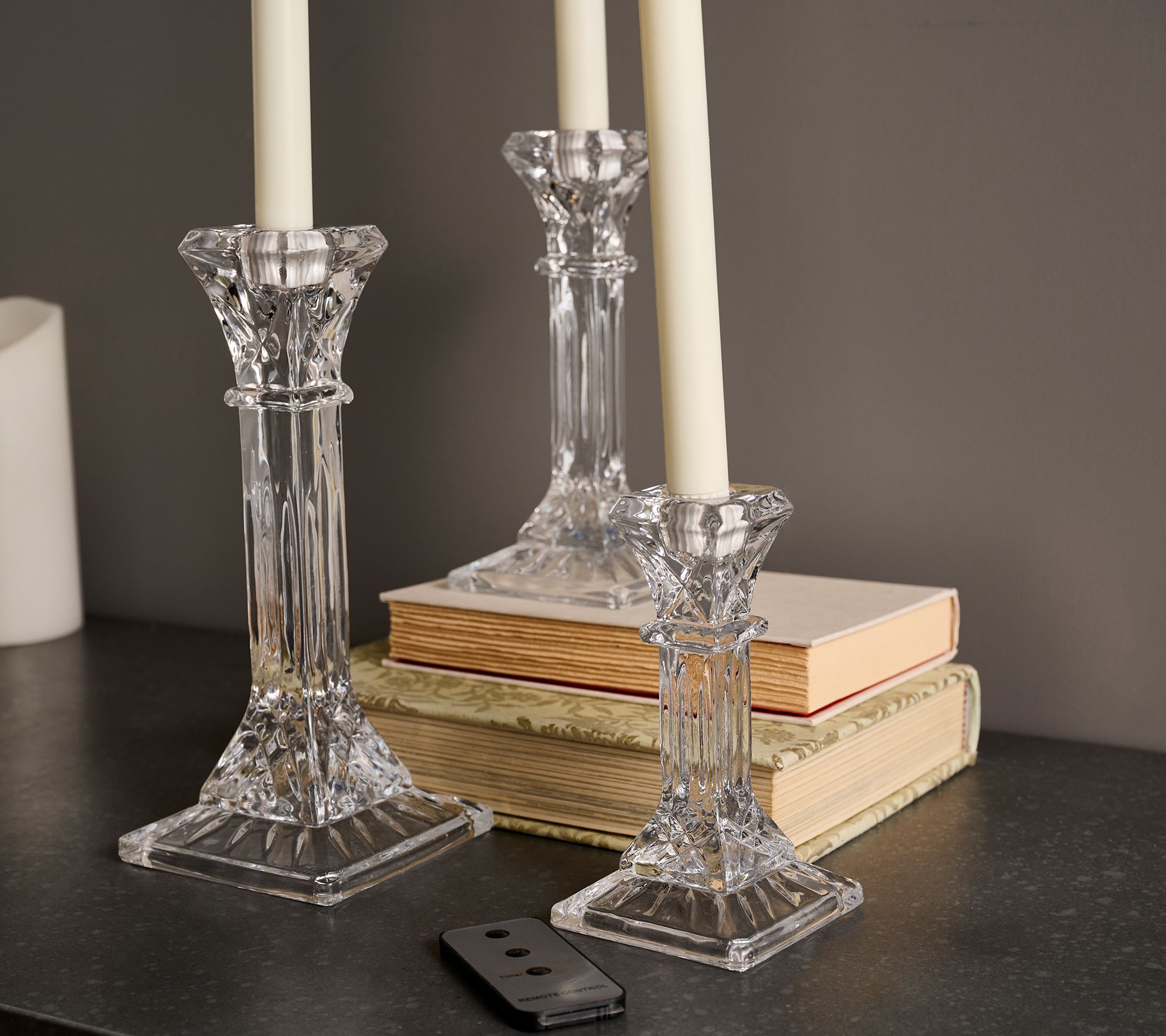 "As Is" Hotel du Cobb S/3 Glass Candle Holders with Ivory Candles - QVC.com