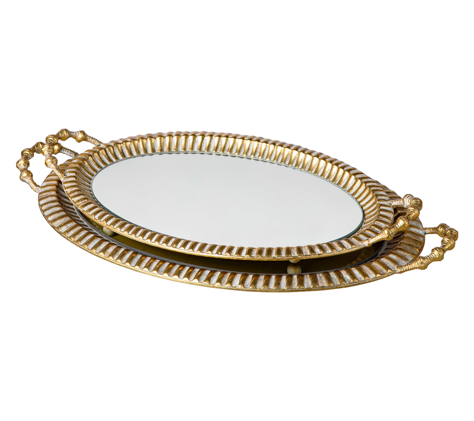 Glitzhome Set of 2 Oval Metal Mirrored Decorative Trays - QVC.com