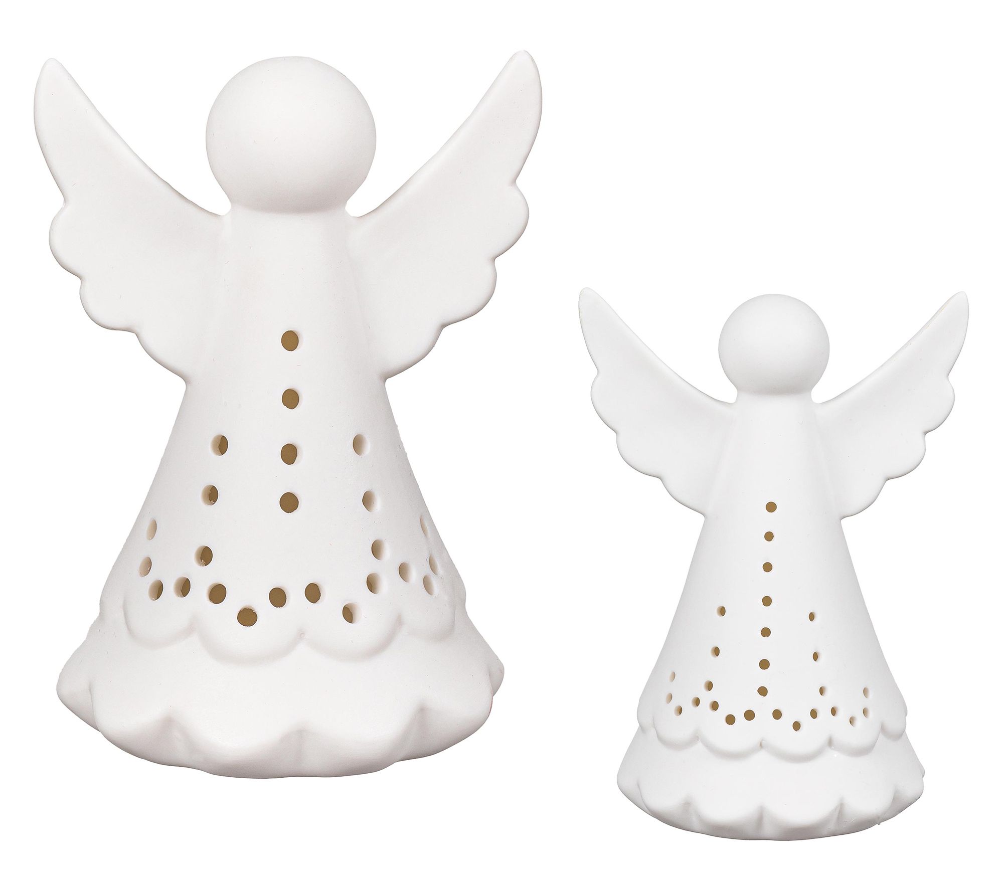 Evergreen Set of 2 LED Ceramic Angels Table Decor - QVC.com