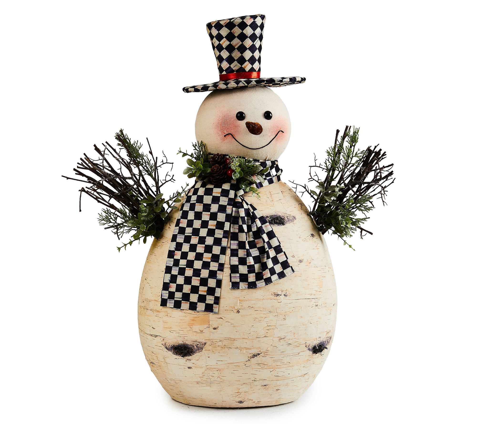MacKenzie-Childs Farmhouse Large Birch Snowman Figurine - QVC.com