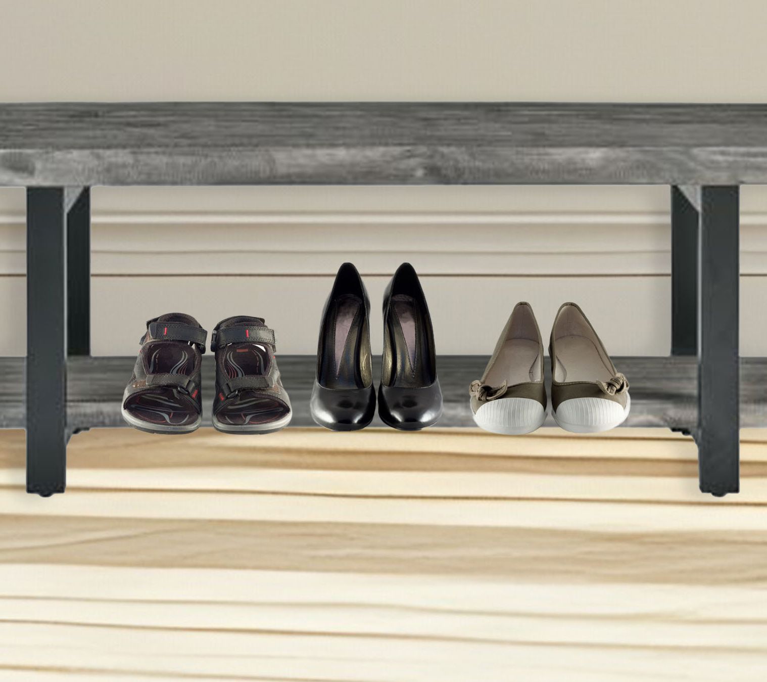 Alaterre Furniture Pomona Solid Wood Entryway Bench with Shelf - QVC.com