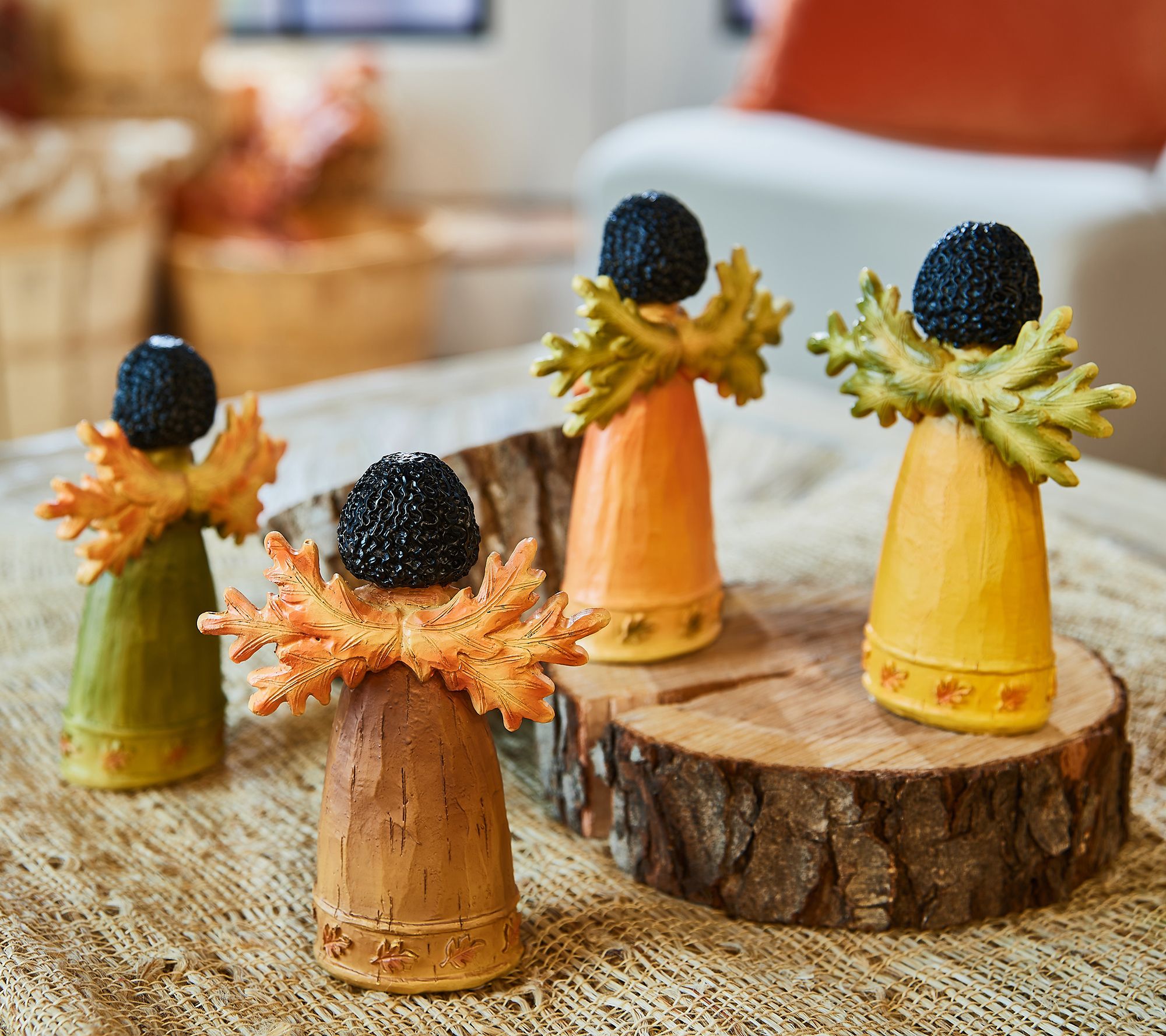 Set of 4 Mini Harvest Black Angel Figurines by Valerie - QVC.com