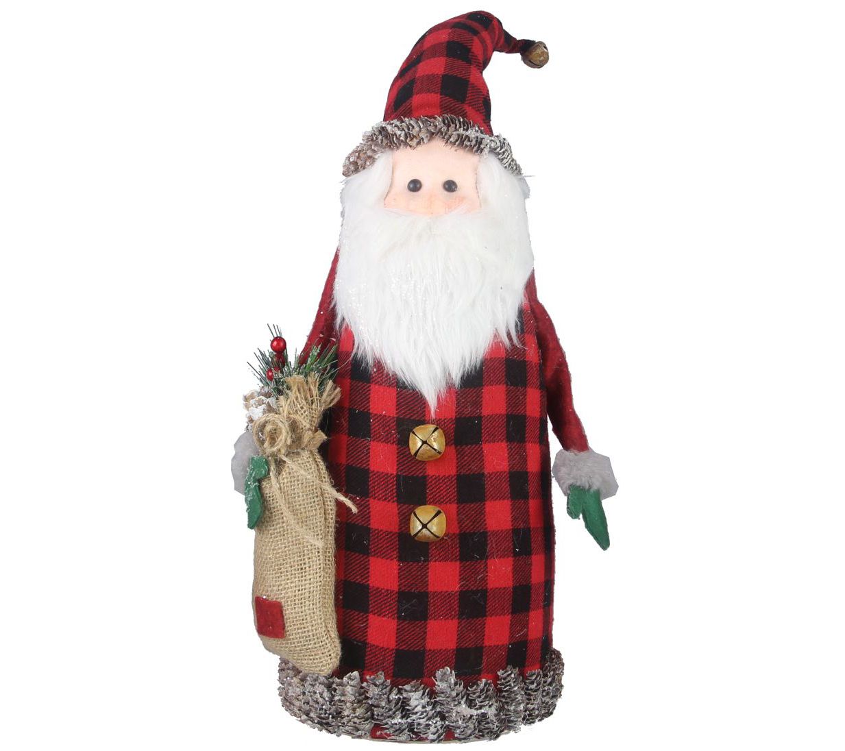 Young's plaid fabric tabletop Santa - QVC.com