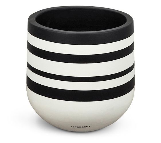 Stripe Pot in W hite and Black Matte Finish 12 " Height - QVC.com