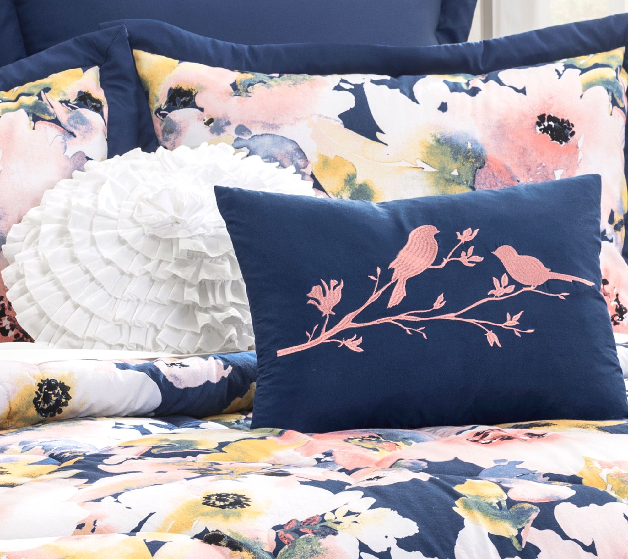 Floral Watercolor 7-Piece King Comforter Set byLush Decor - QVC.com