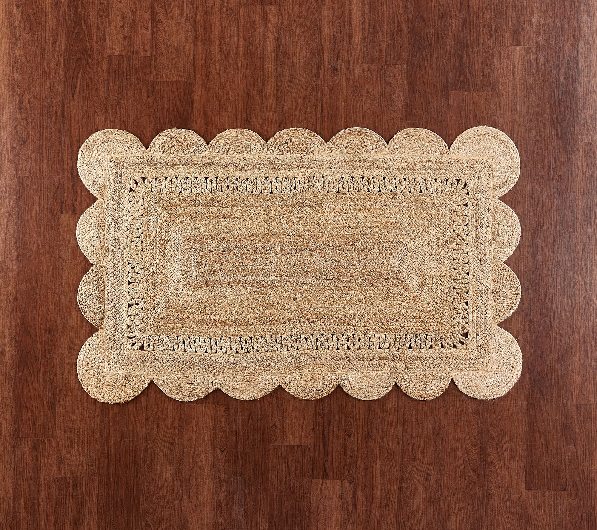"As Is" 3' x 5' Scalloped Braided Jute Rug by Bright Bazaar - QVC.com