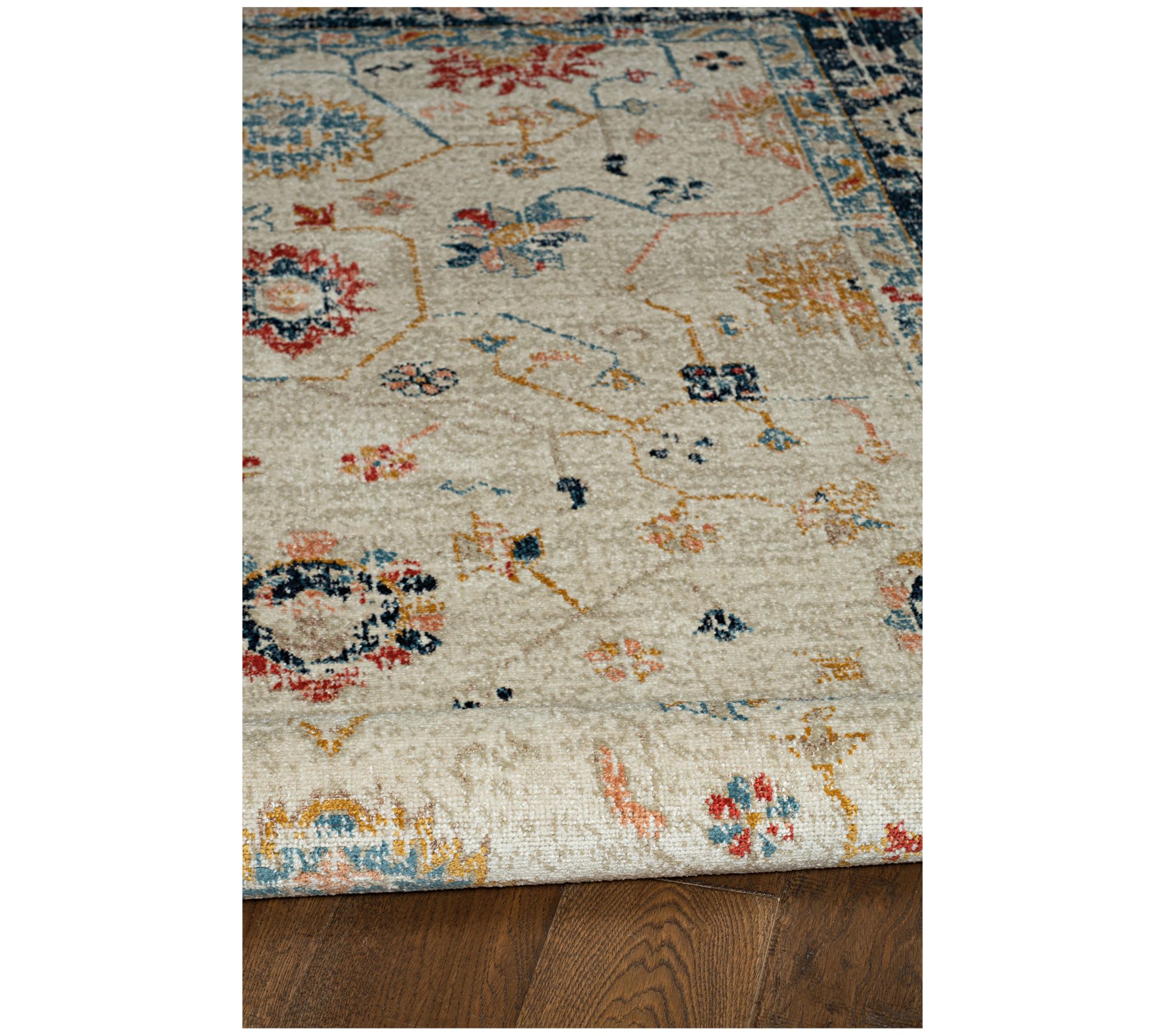 Linon Home Decor Pinnacle Leona Ivory & Blue 8'x10' Area Rug - QVC.com