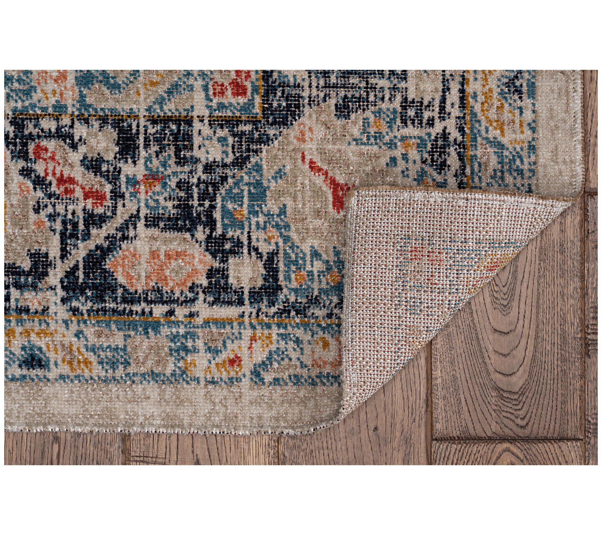 Linon Home Decor Pinnacle Leona Ivory & Blue 8'x10' Area Rug - QVC.com