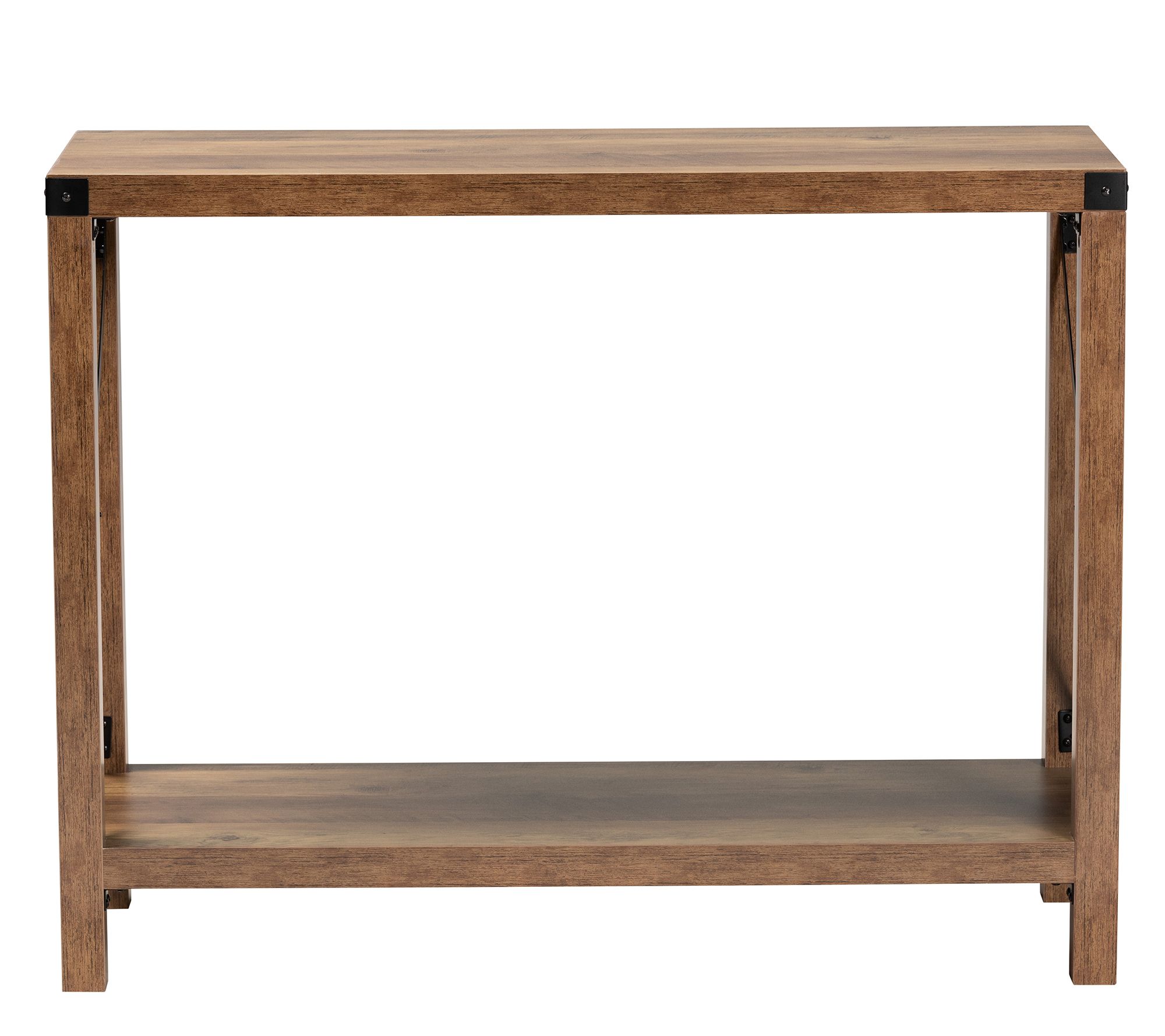 Baxton Studio Rumi Brown Wood and Black Metal Console Table - QVC.com