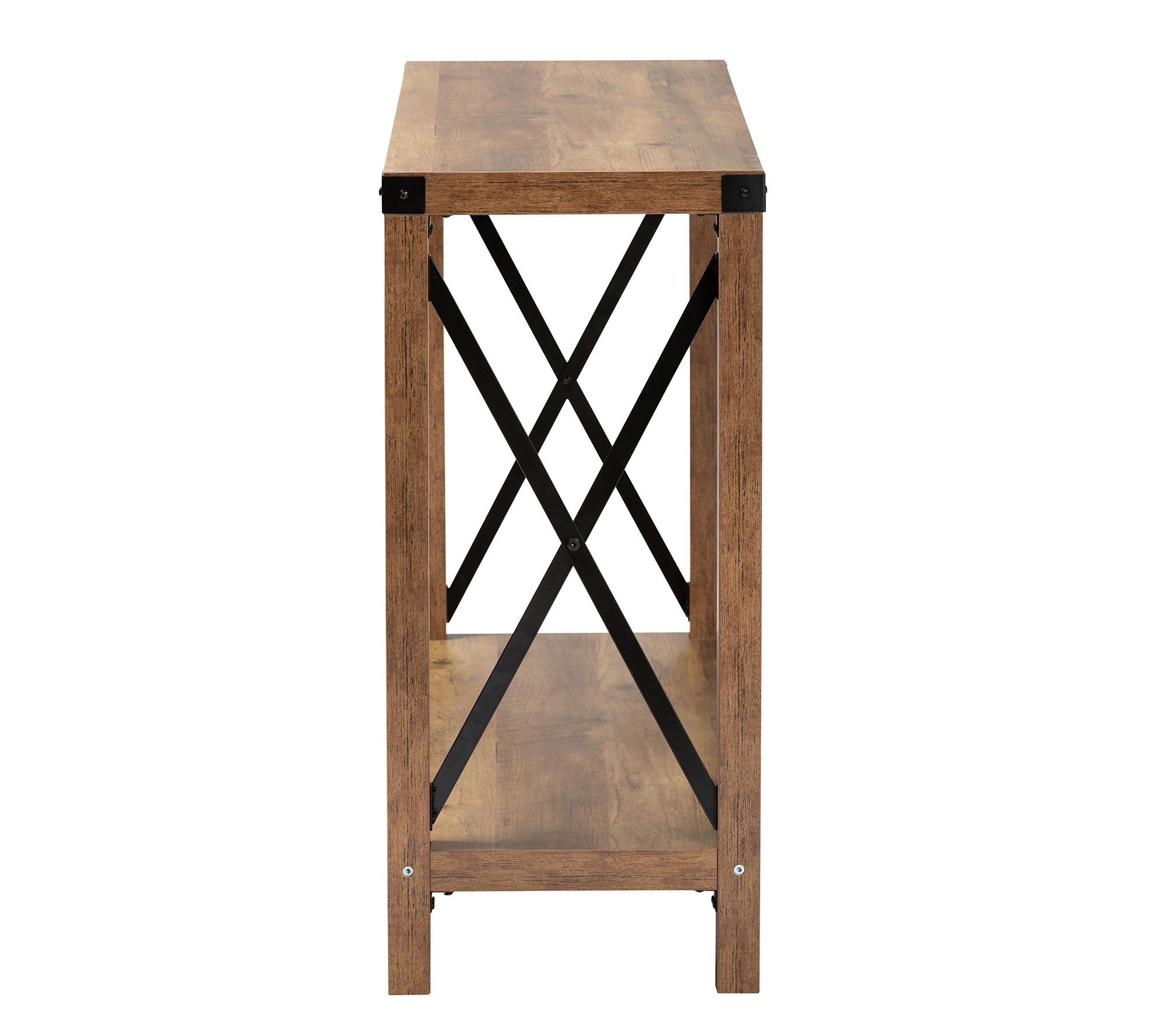 Baxton Studio Rumi Brown Wood and Black Metal Console Table - QVC.com