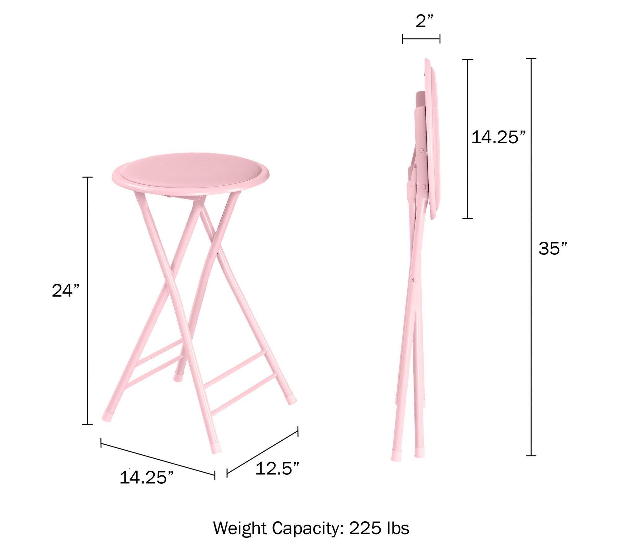 Trademark Home 24-Inch Round Steel Pink Collapsible Stool - QVC.com