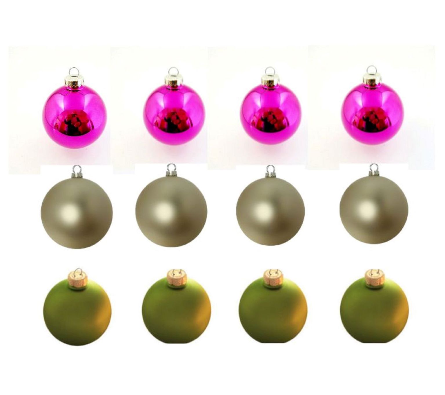 Whitehurst S/12 Fuschia/Green/Champagne Christmas Ornaments - QVC.com