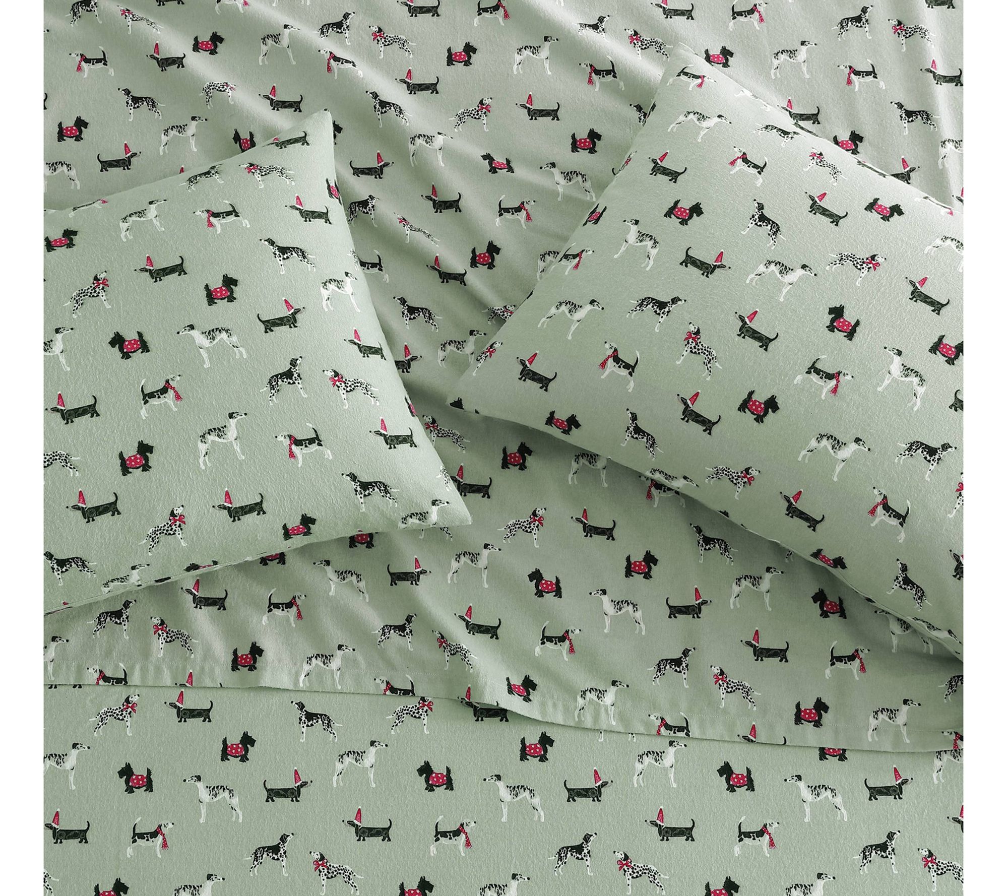 Laura Ashley Holiday Pups Full Flannel Sheet Set - QVC.com