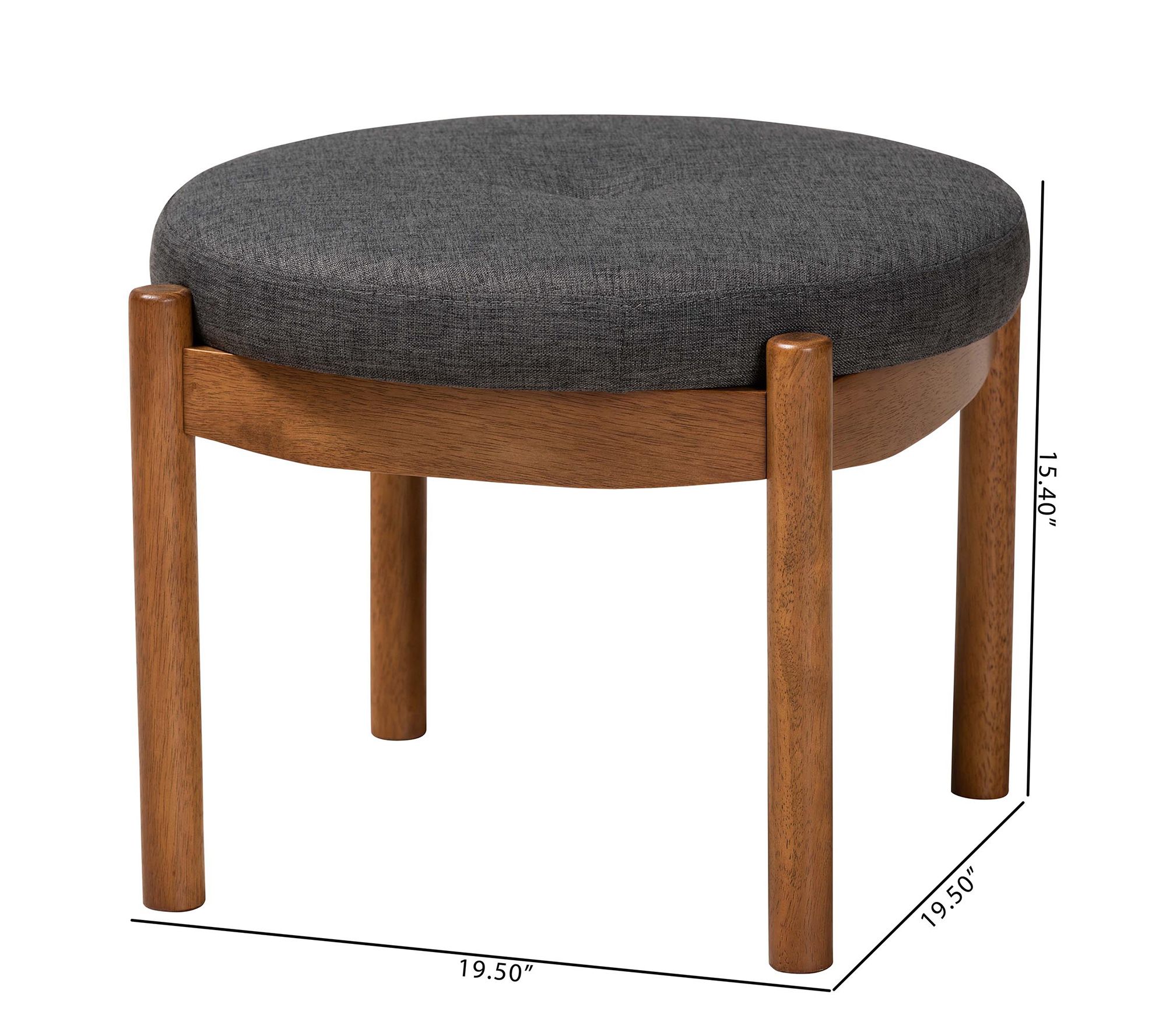 Baxton Studio Iliana Fabric and Wood Ottoman Footstool - QVC.com