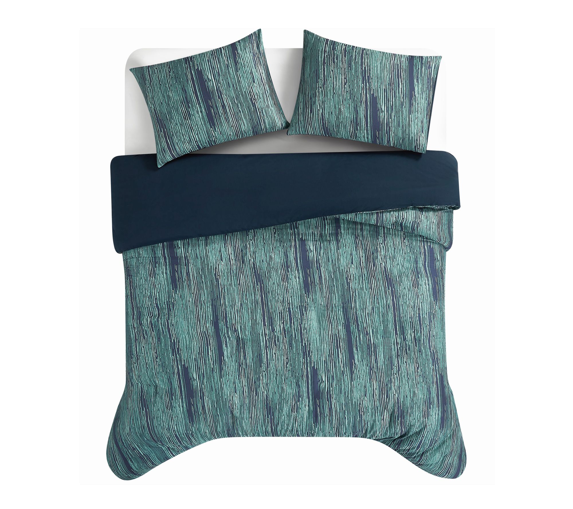 Vince Camuto Li nework Stripe 3 Piece Full/Que en Comforter Se - QVC.com