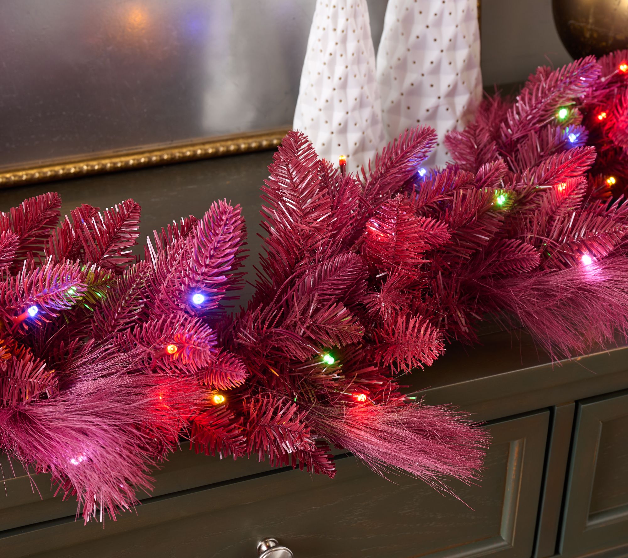 "As Is" 6' Illuminated Indoor/Outdoor Pampas Garland by Kim Gravel - QVC.com