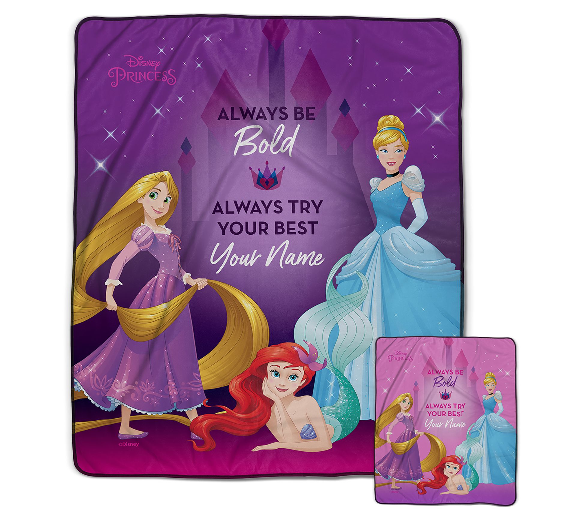 Pixsona Personalized Disney Princess Pixel Fleee Blanket - QVC.com