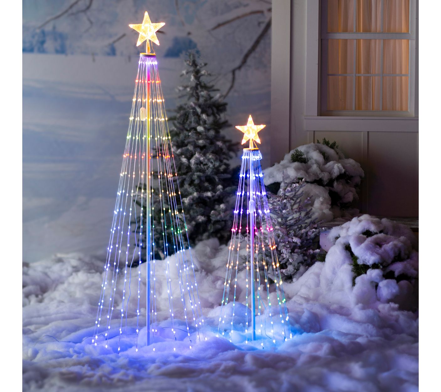 Evergreen Indoor/Outdoor Cone tree with RGB Lights 75" - QVC.com