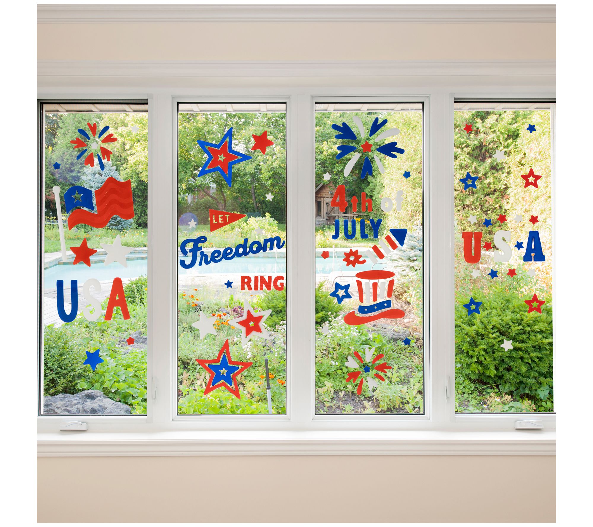 Northlight S/6 Double Sided Patriotic Gel Window Clings - QVC.com