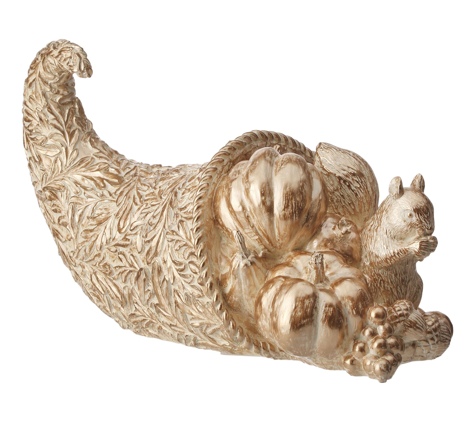 16" Resin Cornucopia With Fruit and Squirrel ByValerie - QVC.com