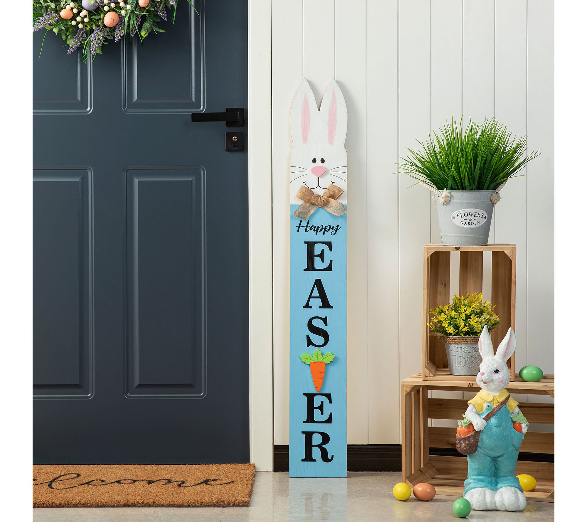 Glitzhome 42"H Double-Sided Wooden Easter WELCOME Porch Sign - QVC.com
