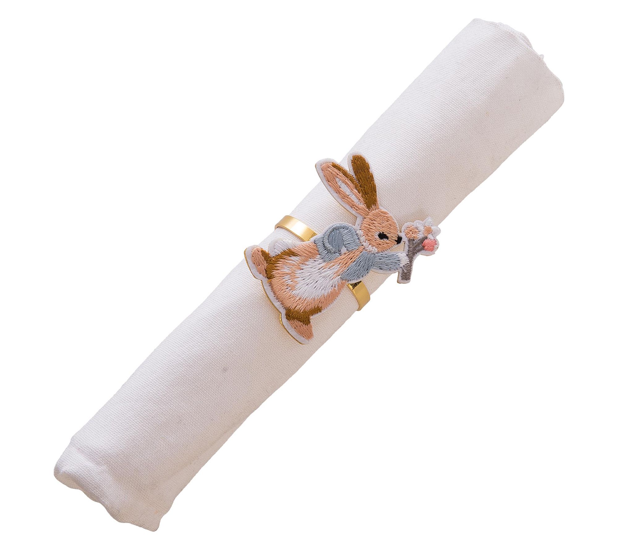 Rabbit & Carrot Napkin Rings Set of 4 by Valerie - QVC.com