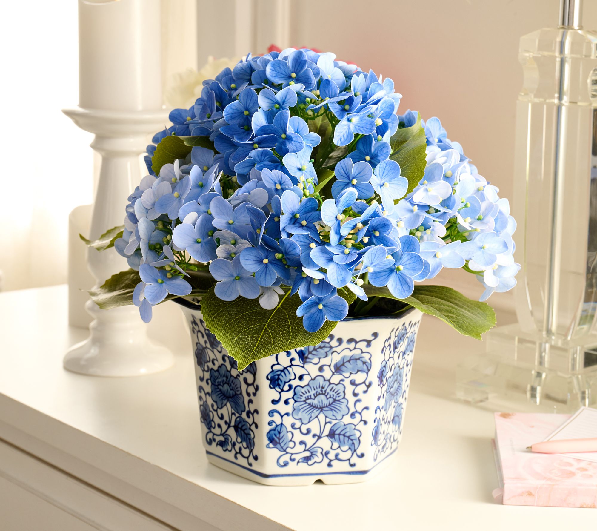 "As Is" Hotel du Cobb Faux Hydrangea with Ceramic Pot - QVC.com