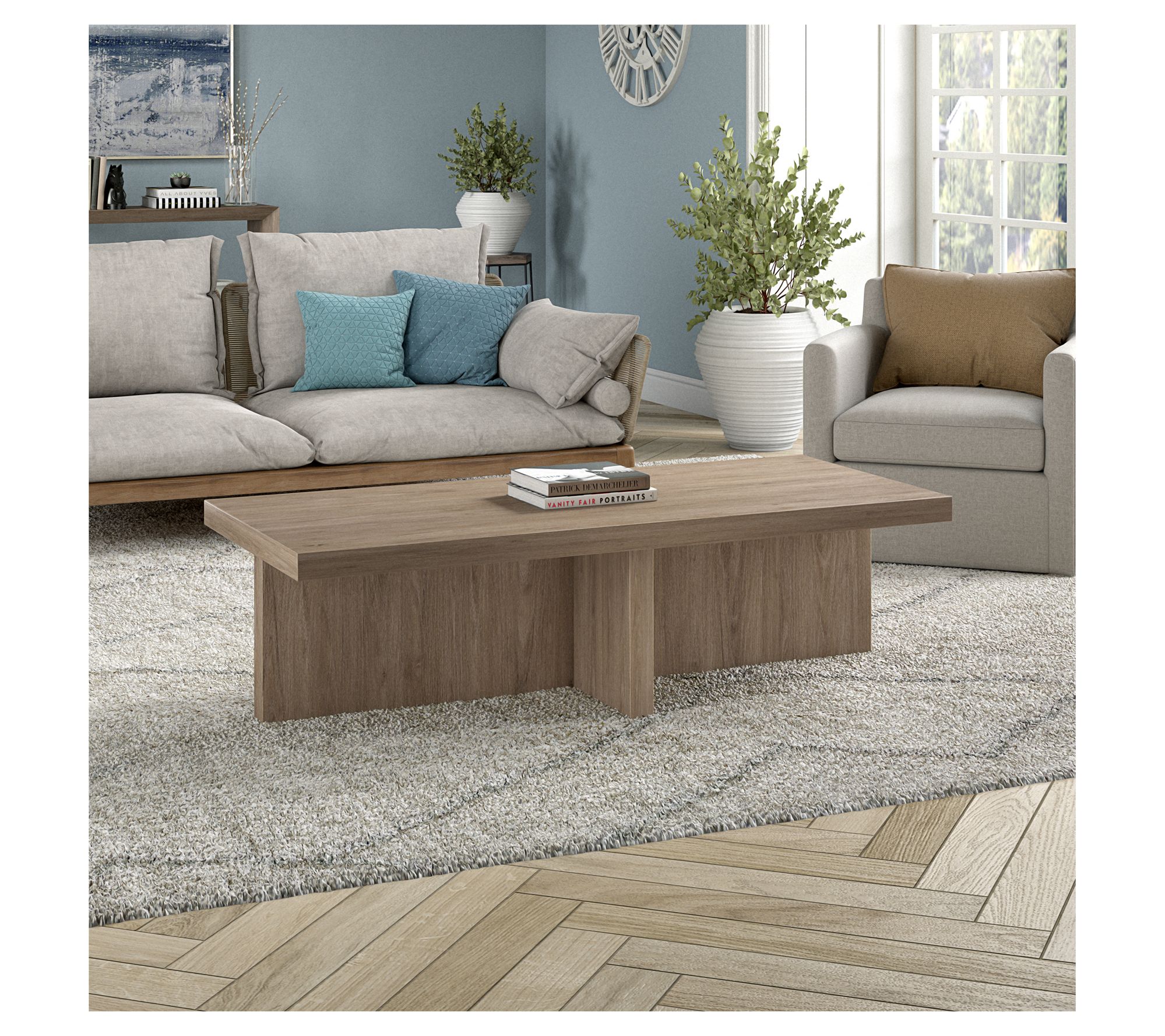 Hudson&Canal Elna 54" Wide Rectangular Coffee Table - QVC.com
