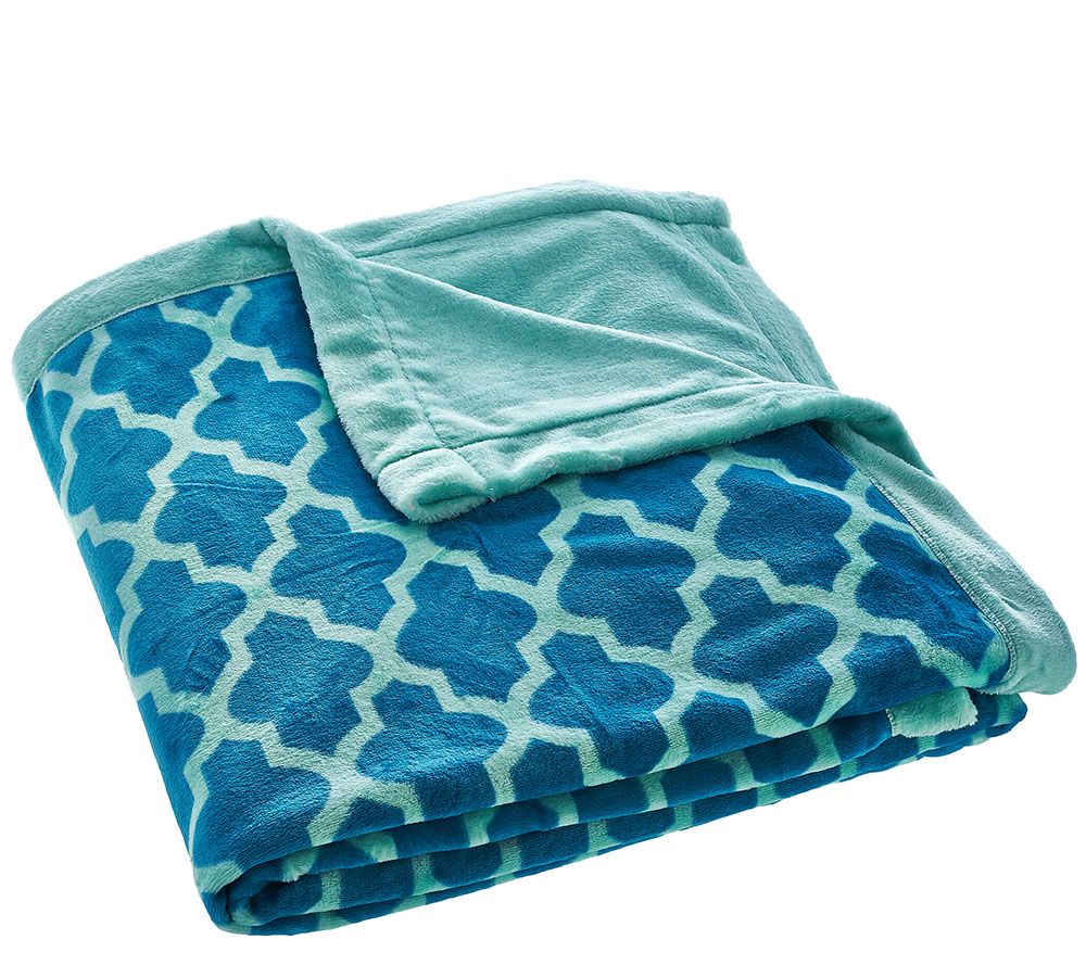 Berkshire Oversized Twin Reversible Velvet Soft Printed Blanket - QVC.com