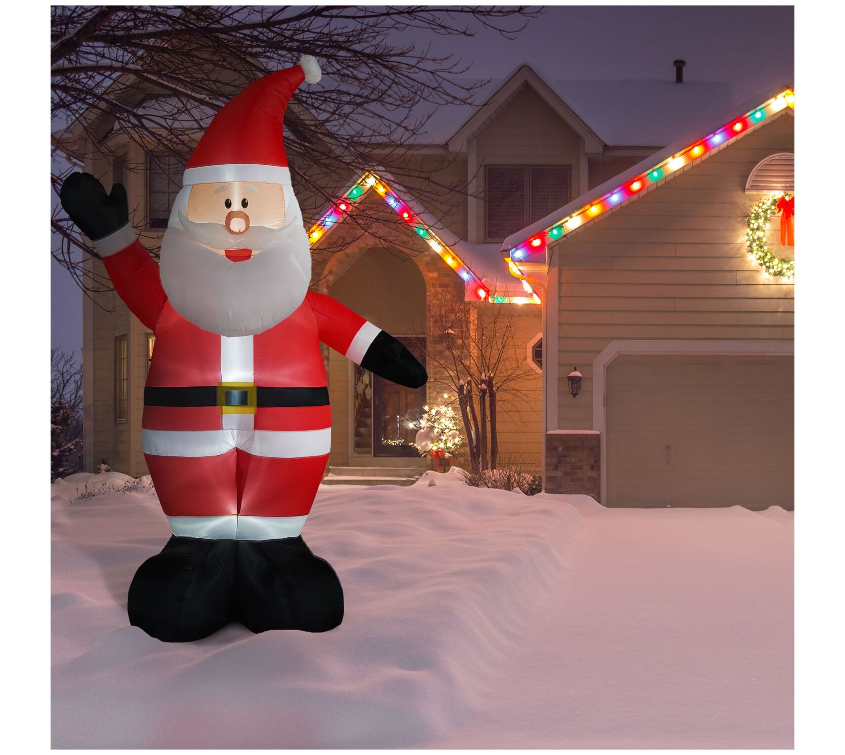 Fraser Hill Farm 12-Ft. Tall Traditional Santa, Outdoor Blow-U - QVC.com
