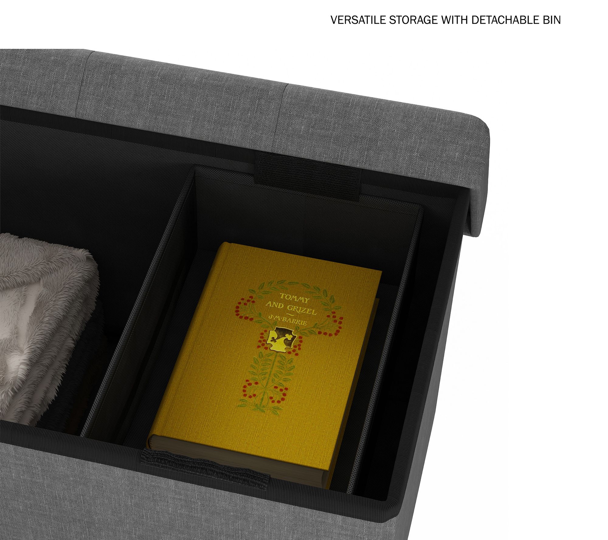 Lavish Home Large Ottoman Bench with RemovableBin - QVC.com