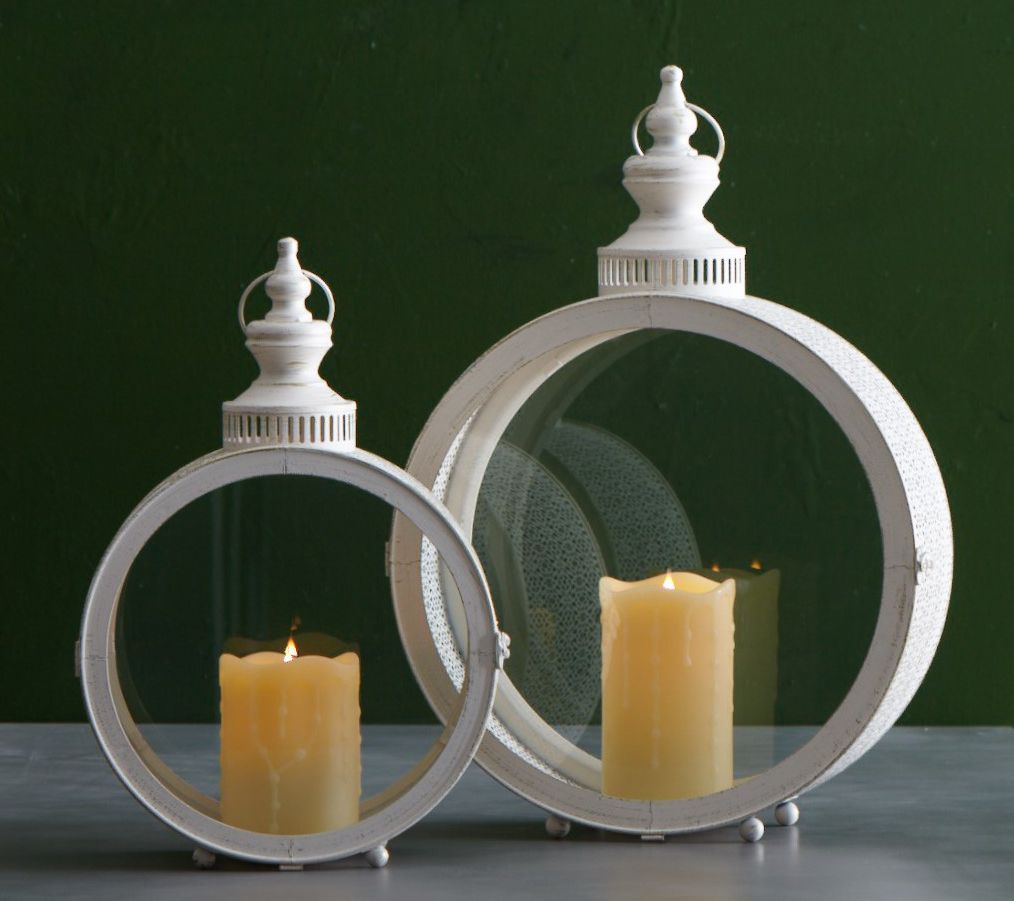 Melrose International Ornate Ivory Circle Lantern 22"D - QVC.com