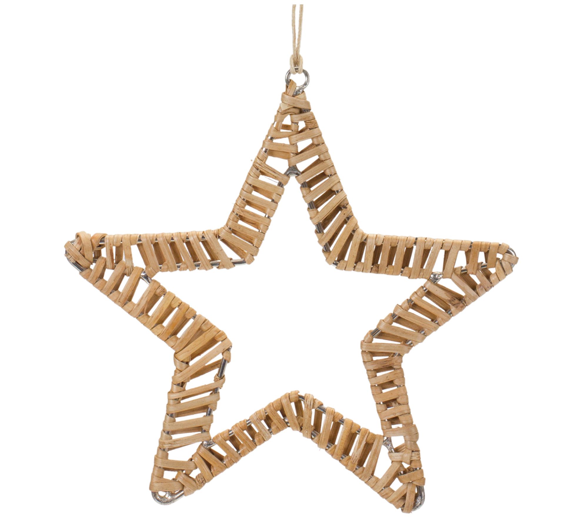 Melrose Woven Rattan Star and Tree Ornament (Se t of 12) - QVC.com