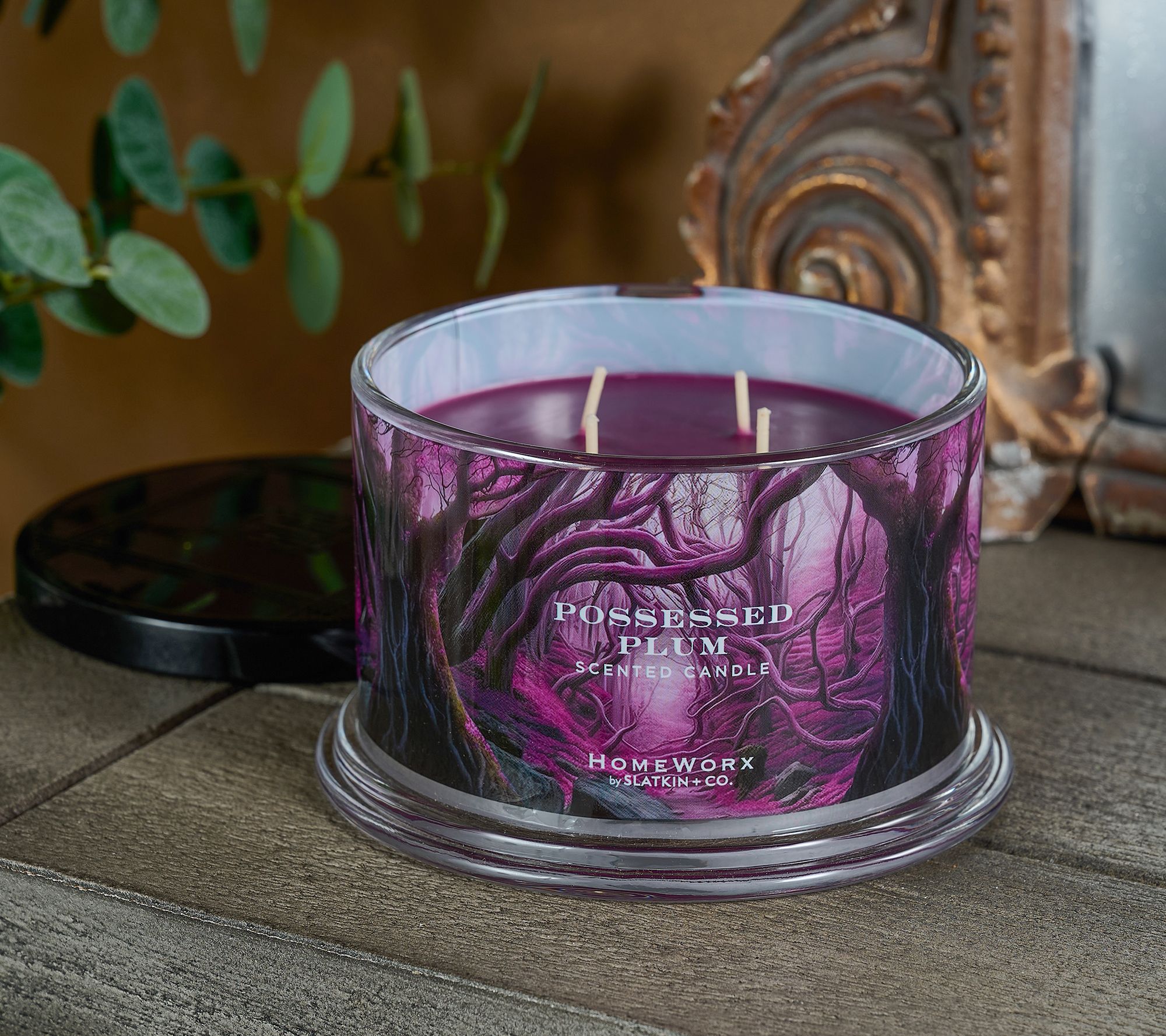 HomeWorx by Slatkin + Co. Snake Pedestal w/ Possessed Plum Candle - QVC.com