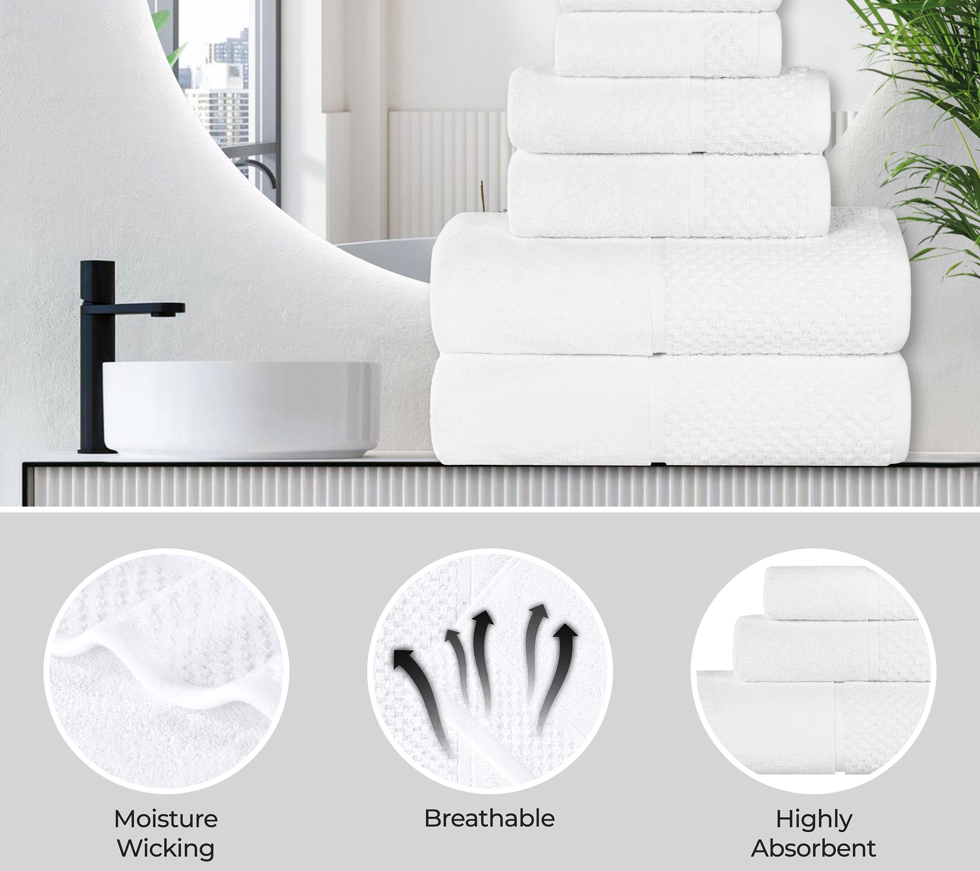Superior Cotton Soft Absorbent Two Toned Face Towel Set of 12 - QVC.com