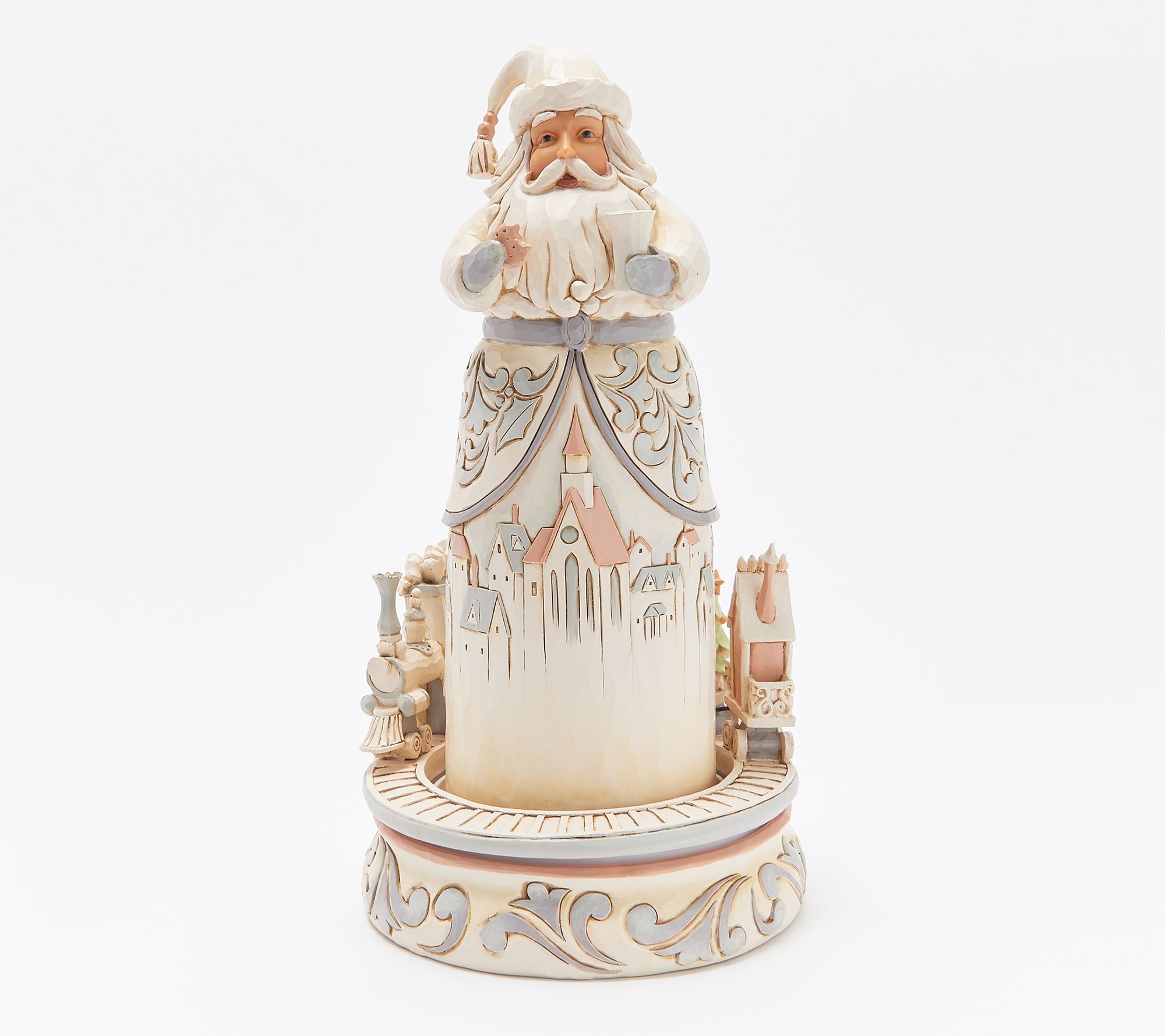 Jim Shore White Woodland Santa Figurine with Spinning Scene - QVC.com