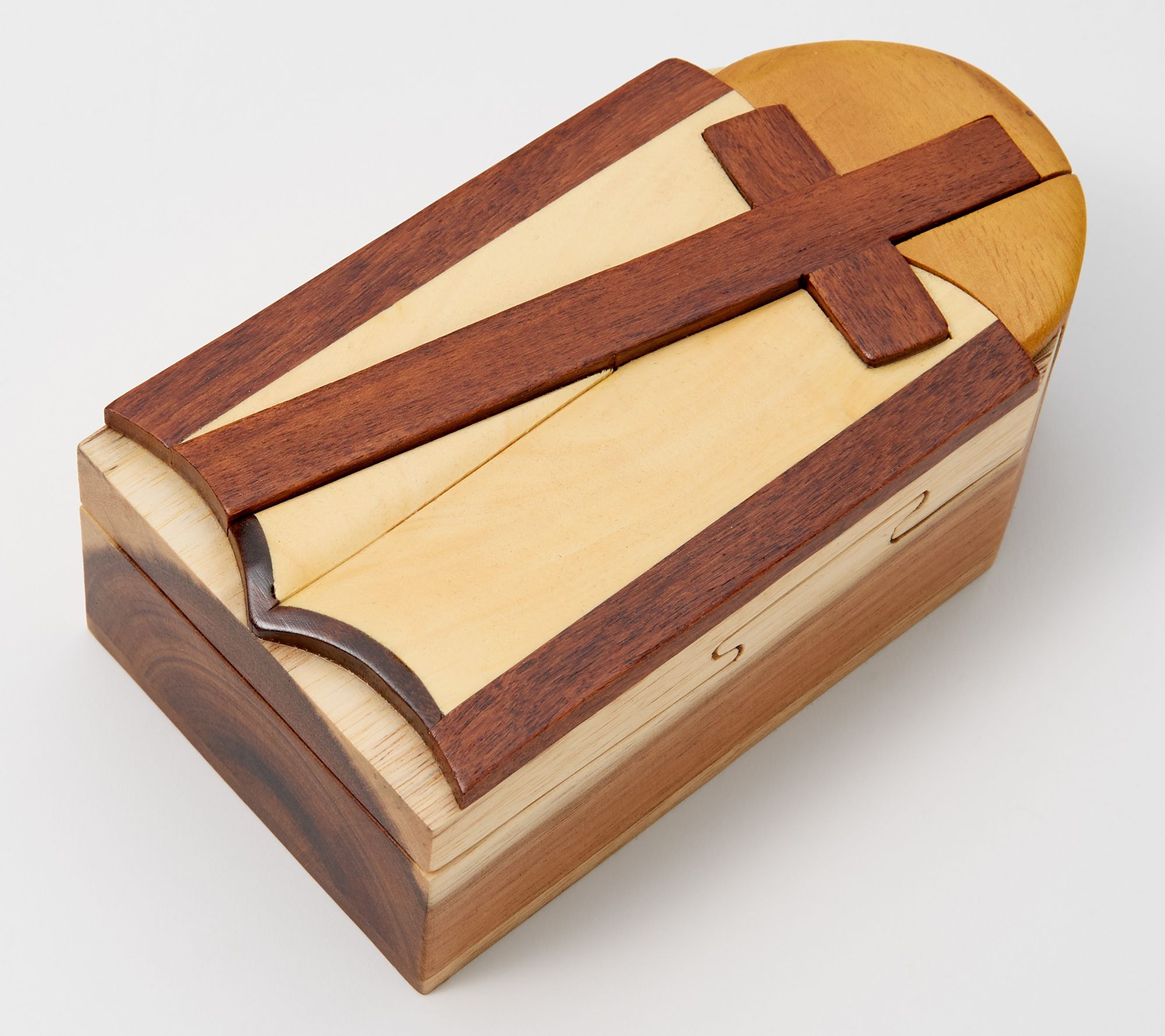Carver Dan's Cross and Bible Puzzle Box with Magnetic Closure - QVC.com