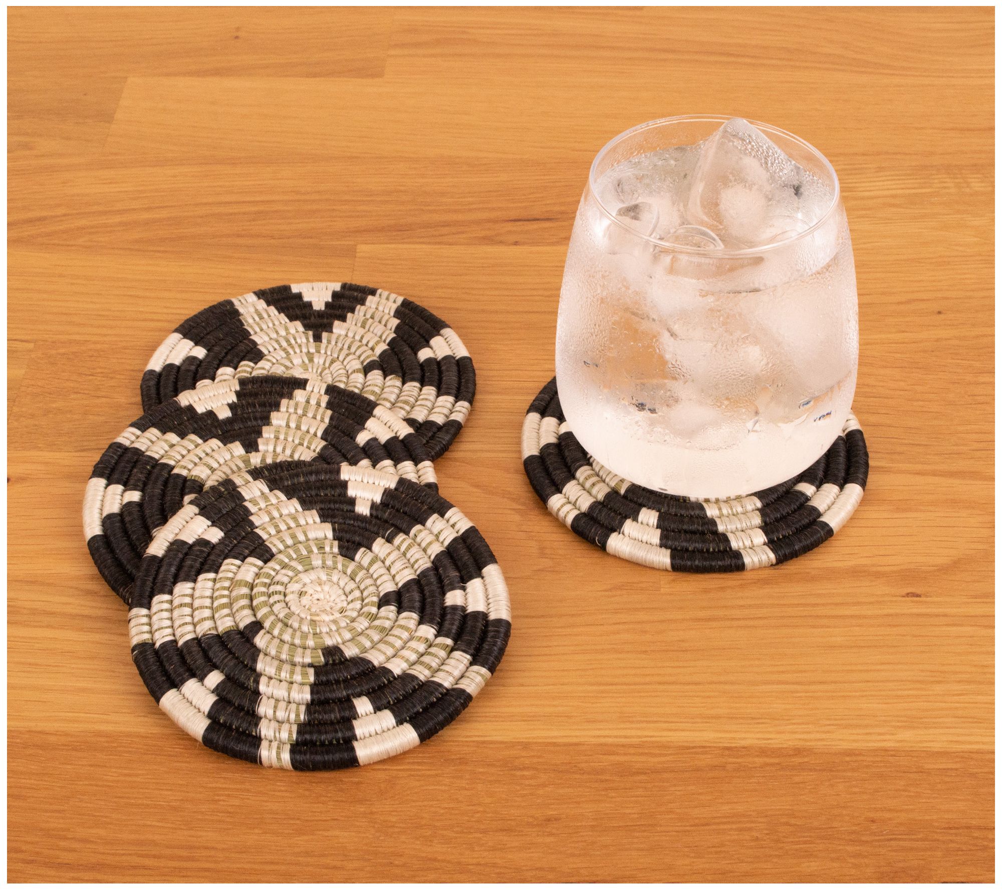 KAZI Hand-Crafted 4-Piece Round Woven Coaster Set - QVC.com