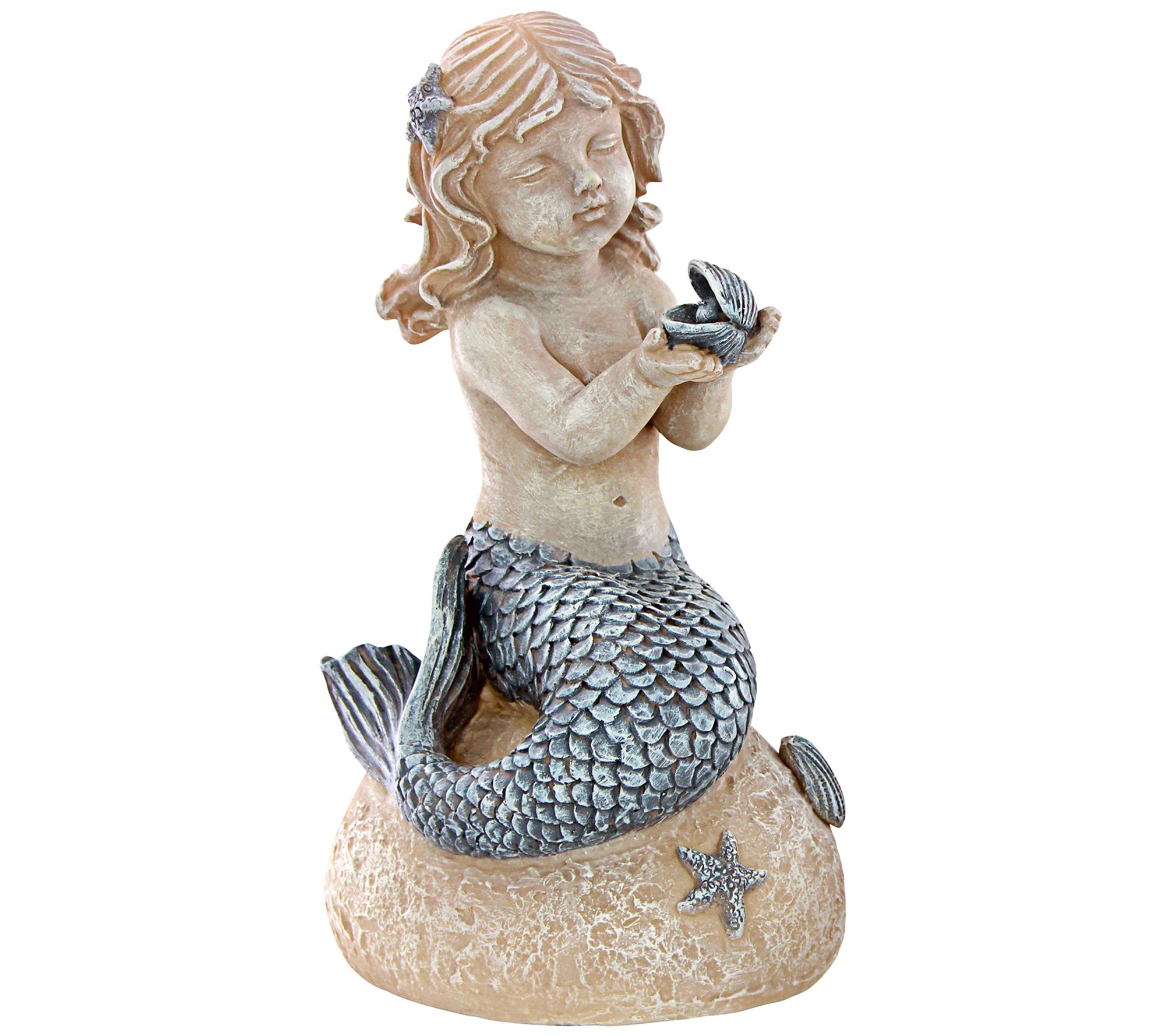 Design Toscano Little Girl Mermaid Holding ShelStatue - QVC.com