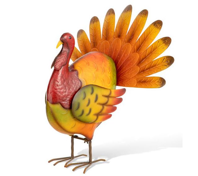 Glitzhome 21.5"H Thanksgiving Metal Turkey Porch Decor - QVC.com