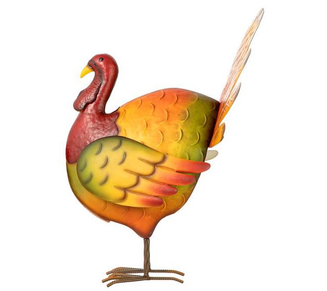 Glitzhome 21.5"H Thanksgiving Metal Turkey Porch Decor - QVC.com
