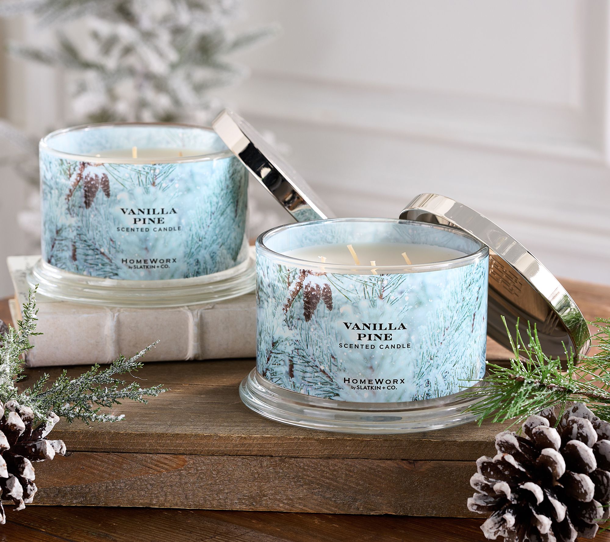 "As Is" HomeWorx by Slatkin & Co. S/2 Vanilla Pine Candles - QVC.com