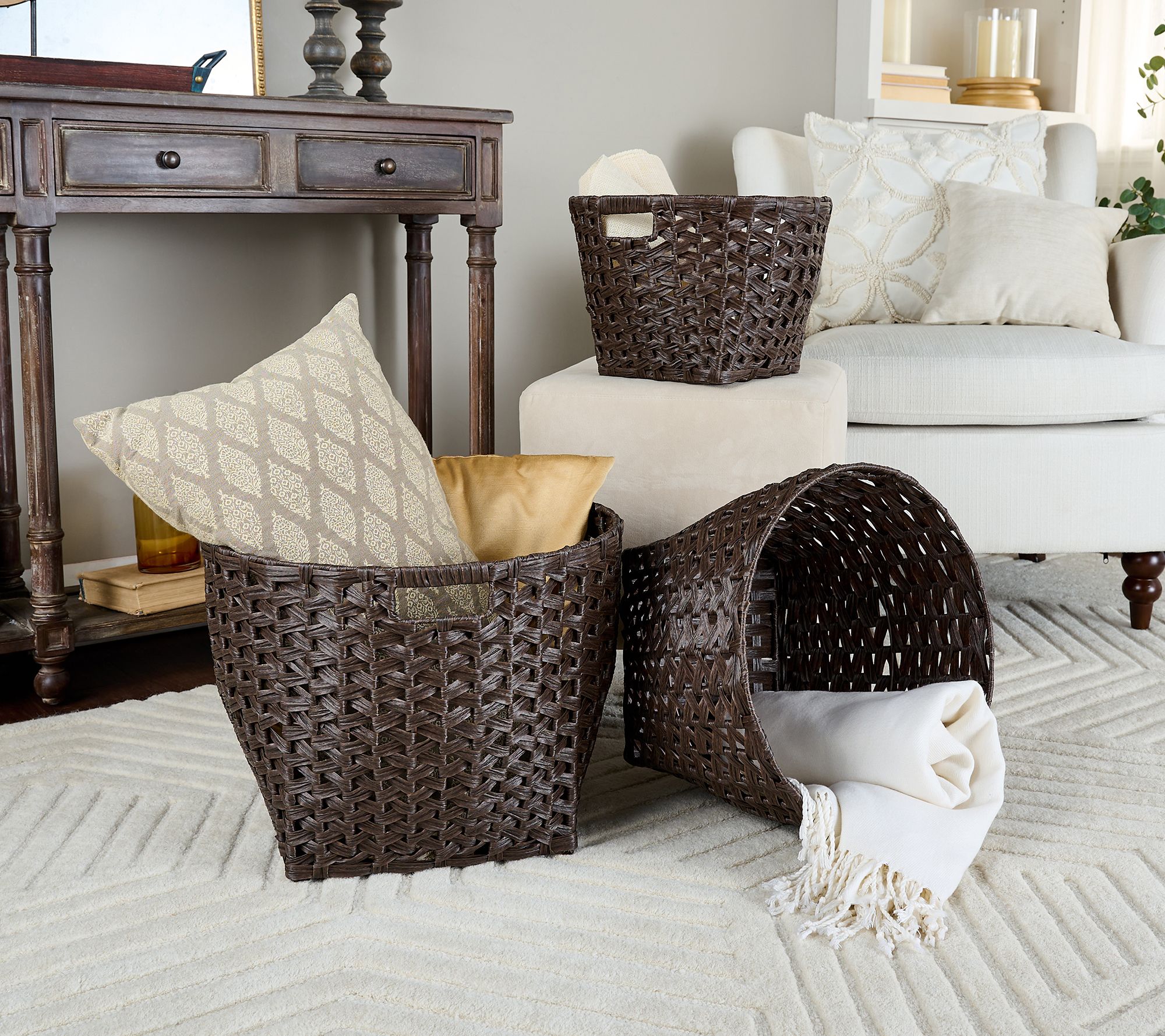 Home Reflections Set of 3 Poly-Ratan Baskets - QVC.com