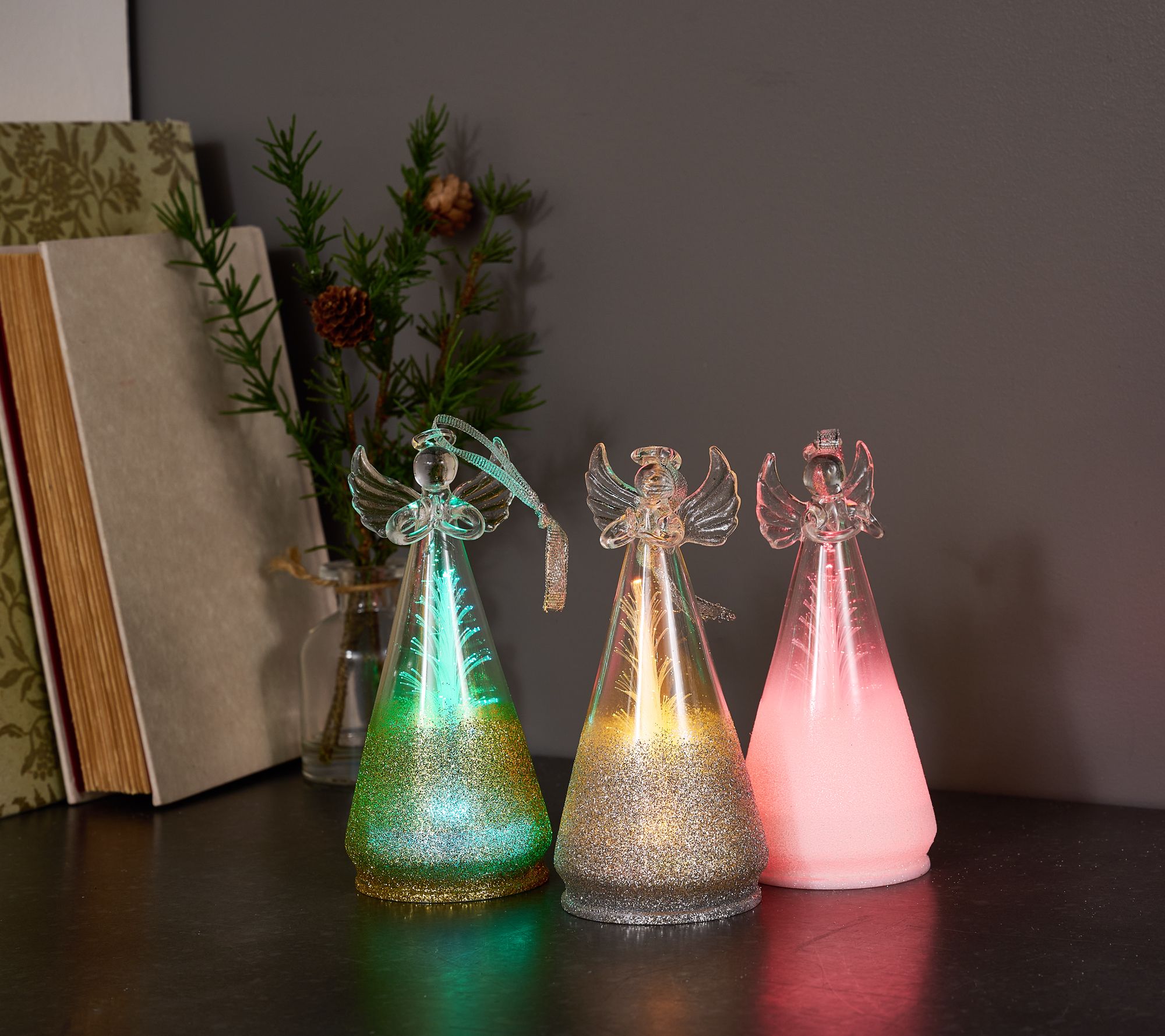 Mr. Christmas Set of 3 Mixed Metallic Fiber Optic Ornaments - QVC.com