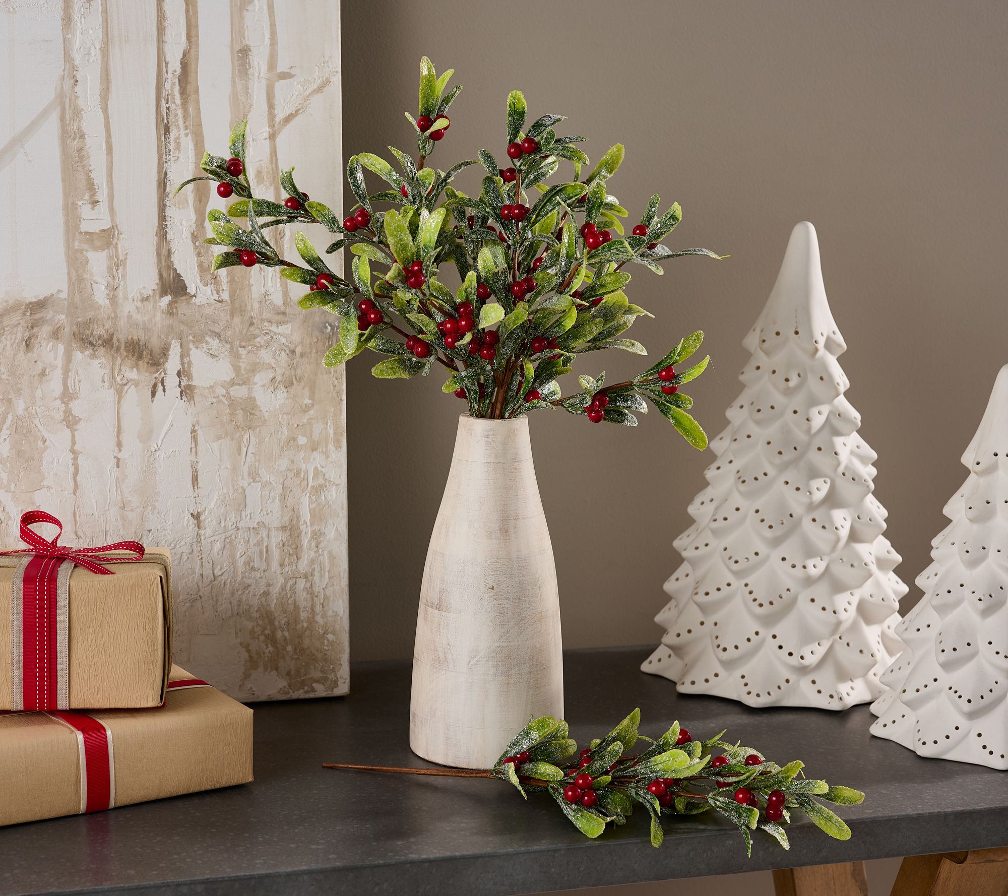 "As Is" Set of 4 Mistletoe Picks by Valerie - QVC.com