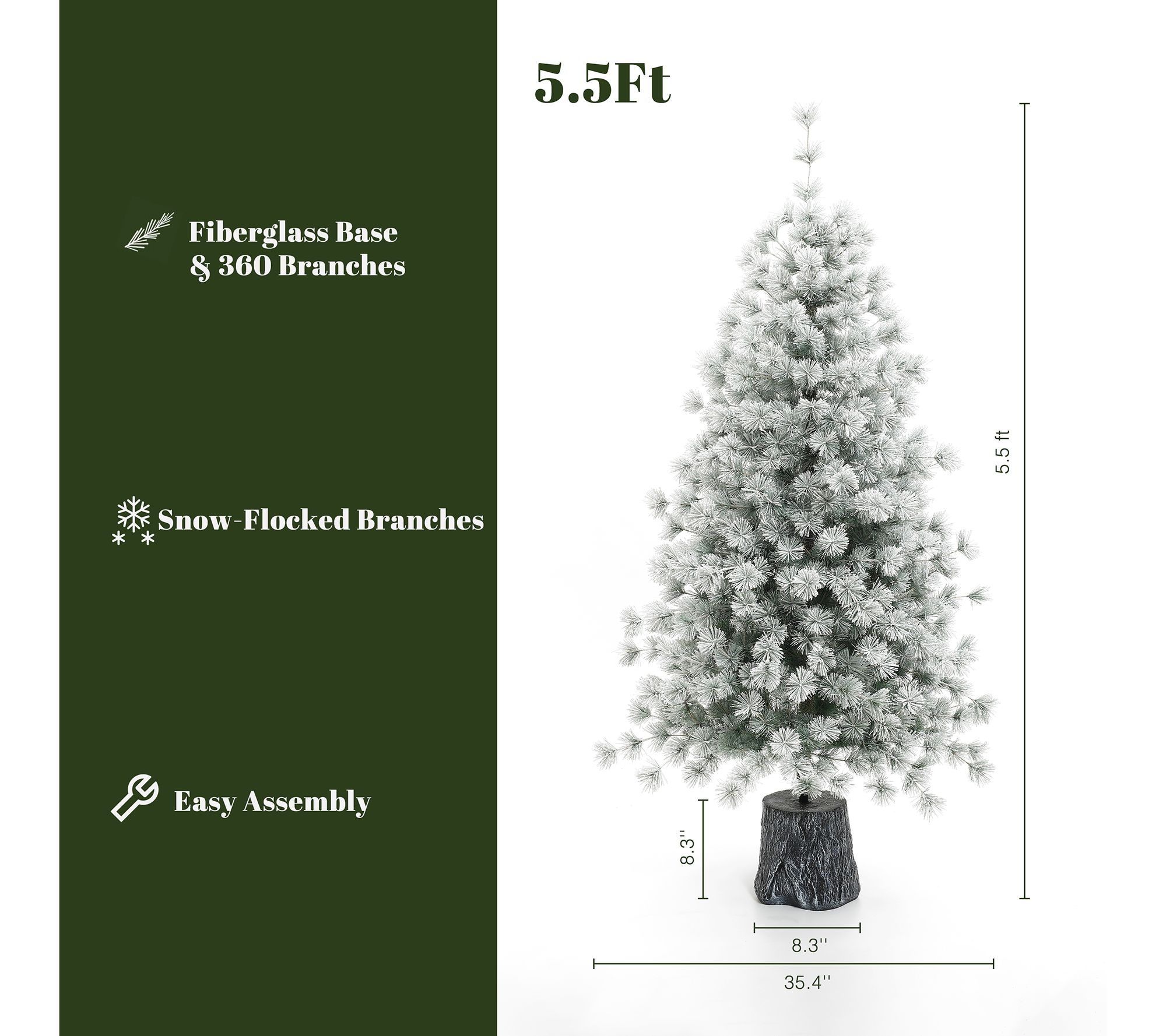 LuxenHome 5.5Ft Flocked Full Artificial Christmas Tree Potted - QVC.com