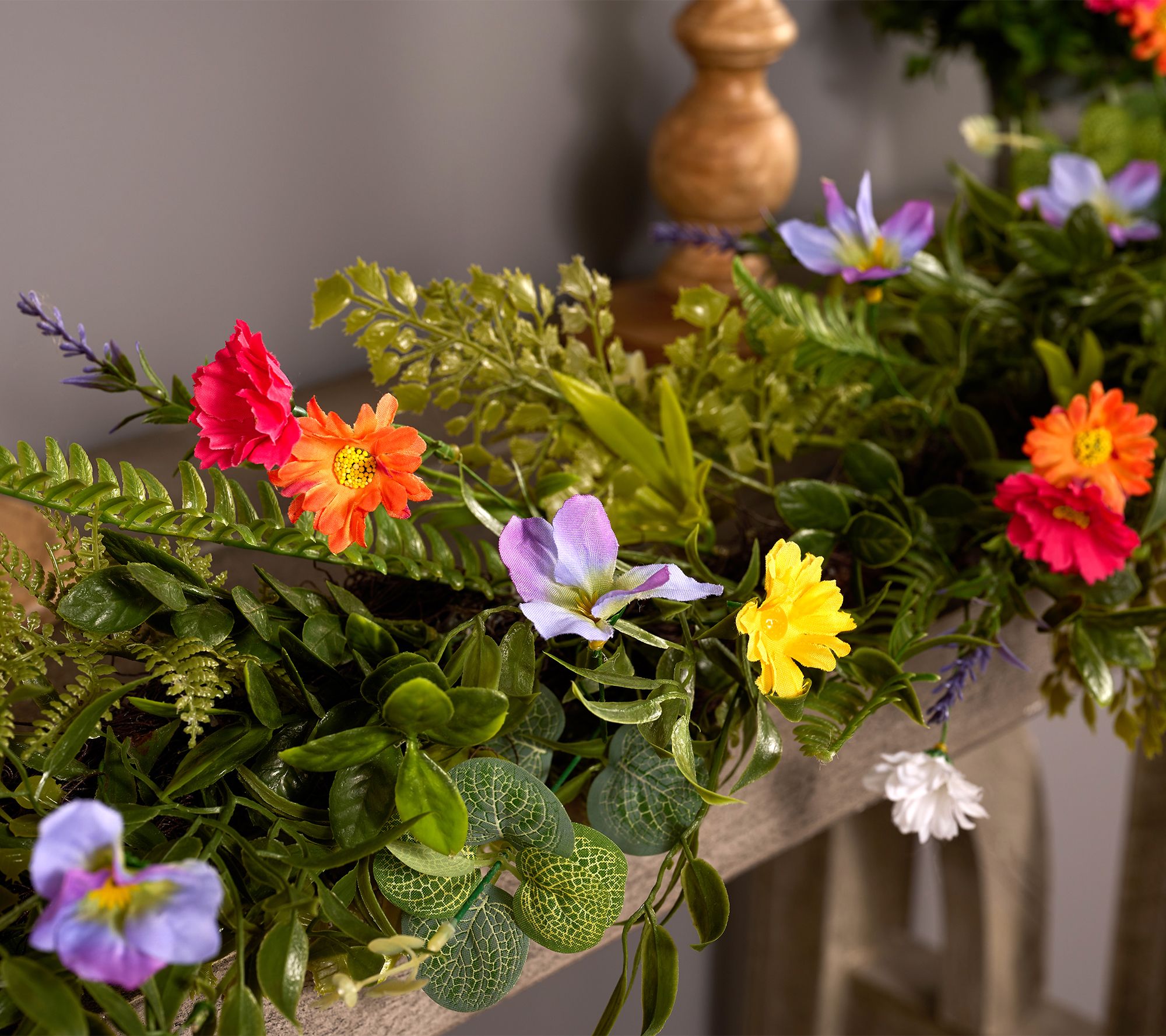 "As Is" Home Reflections 6' Spring Wildflower Garland - QVC.com