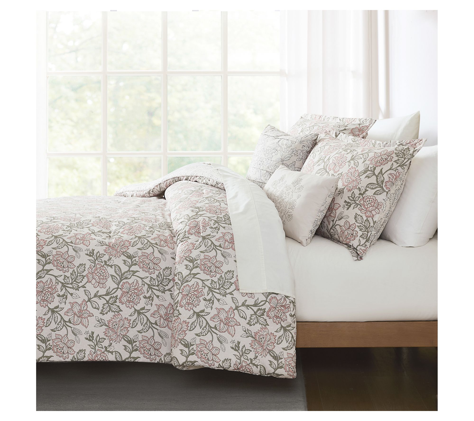 Lush Decor Zara Floral Block Reversible Comforter 5Pc Set K/CK - QVC.com