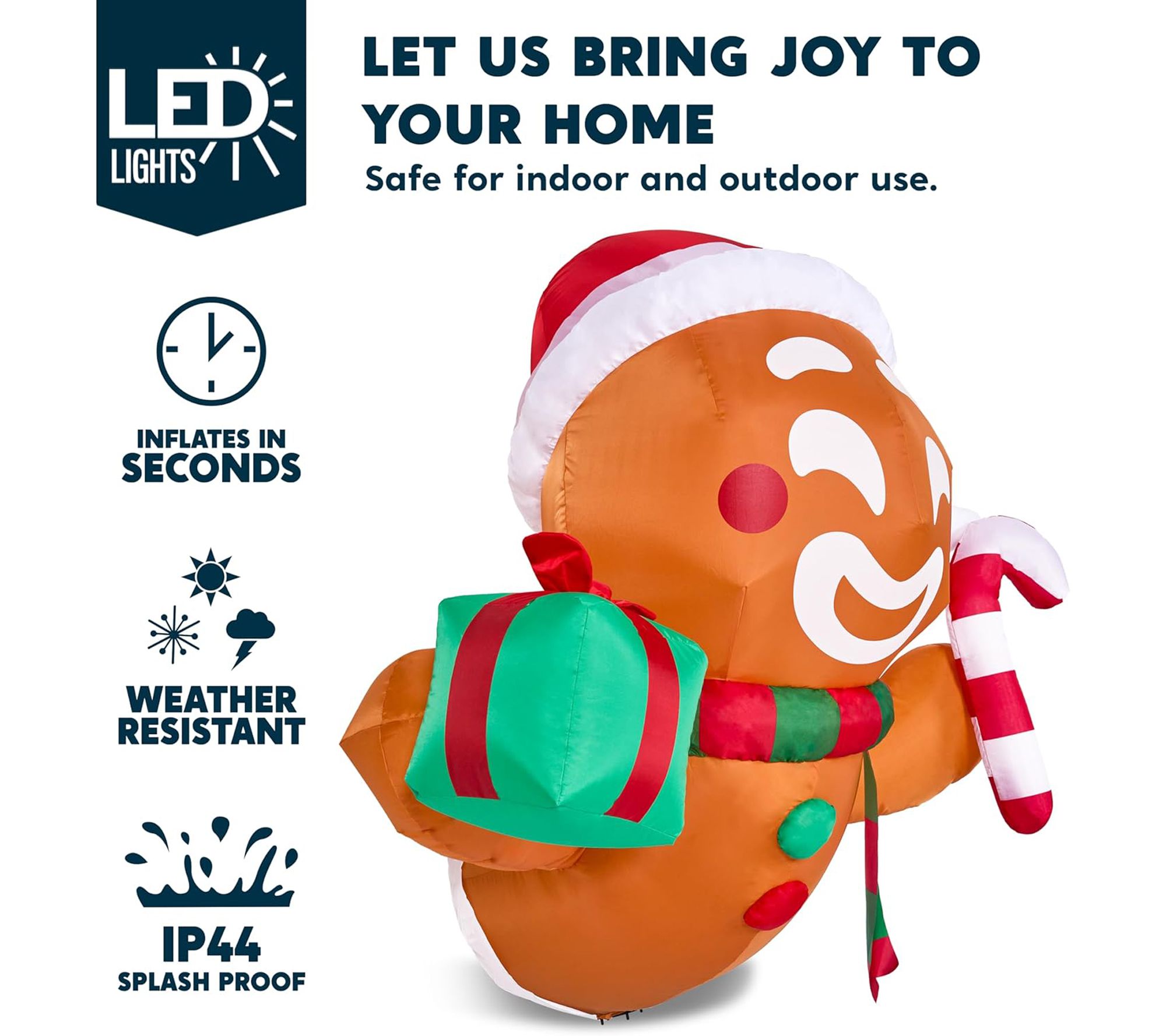 Joyfy 3.5ft Christmas Inflatable Gingerbread Man Break Out - QVC.com