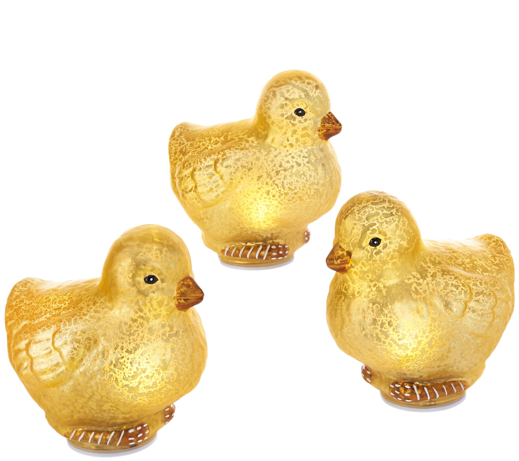 Set of 3 Lit Frosted Glass Chicks by Valerie - QVC.com